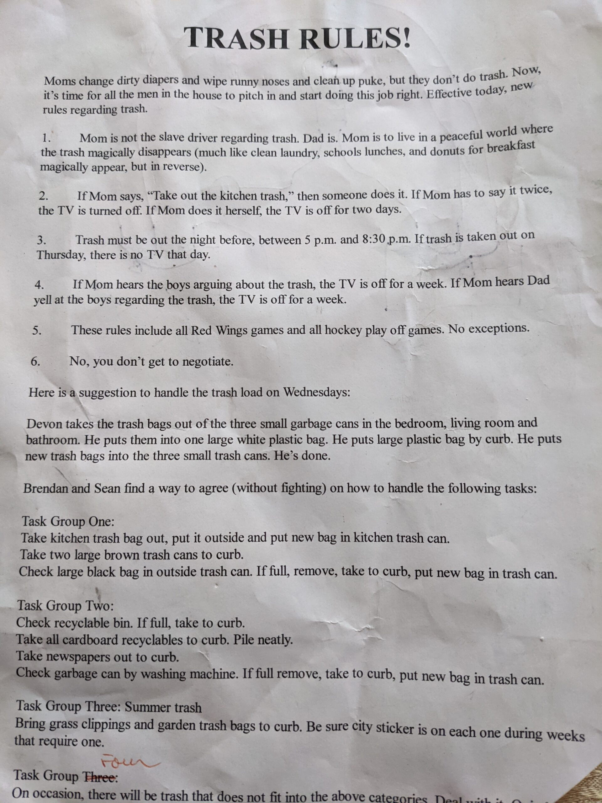 Trash rules! or How I got my children to take out the garbage without a ...